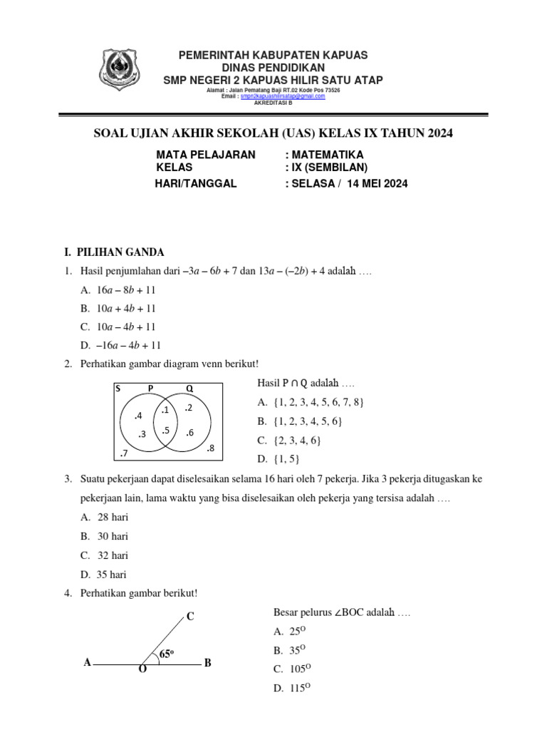 Soal UAS Matematika Kelas IX | PDF
