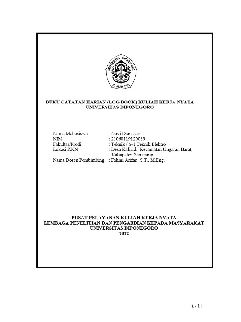 Log Book KKN Desa Kalisidi 2022 | PDF