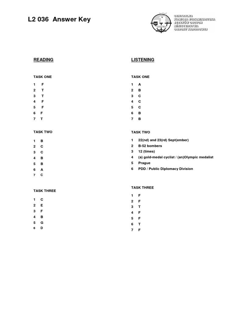 L2 036 Answer Key | PDF