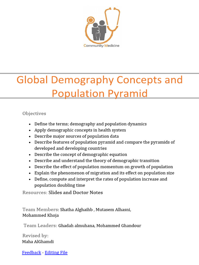 Global Demography Concepts and Population Pyramid (Final Draft) | PDF ...