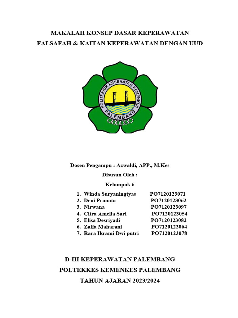 MAKALAH KONSEP DASAR KEPERAWATAN Pak Azwandiiii KLMPK 6 | PDF