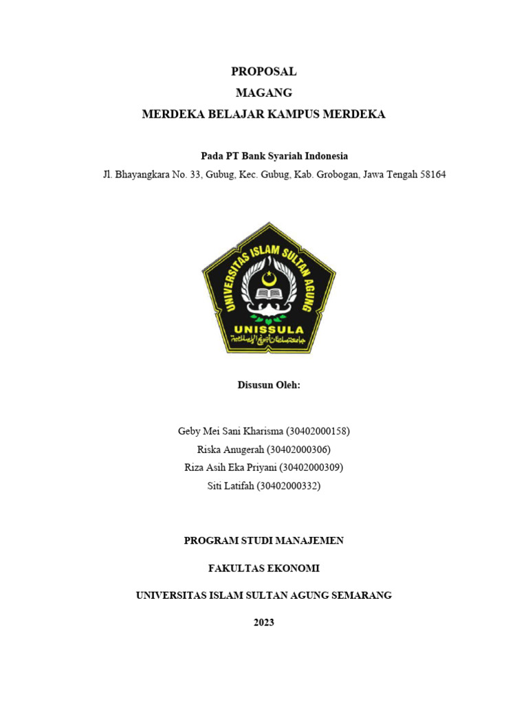 PROPOSAL PENGAJUAN MAGANG MBKM.1docx | PDF | Bisnis | Pengelolaan ...