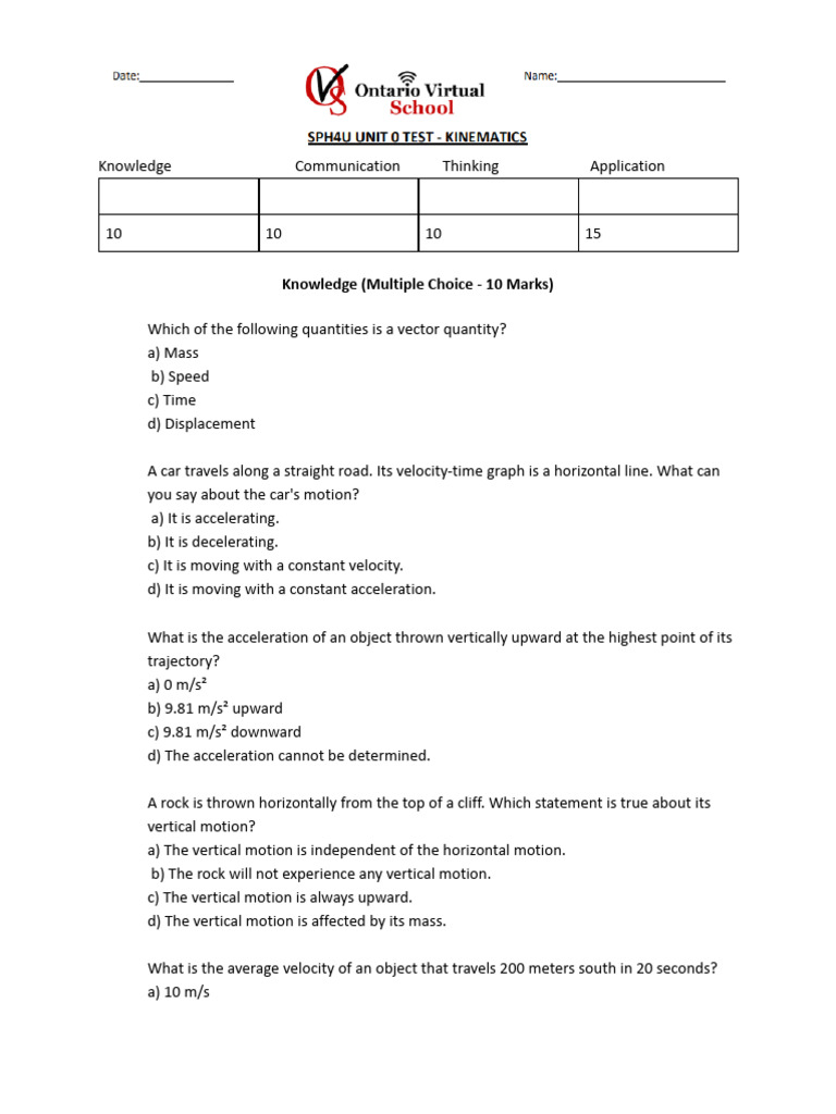 Physics Motion Concepts and Problems | PDF | Acceleration | Velocity