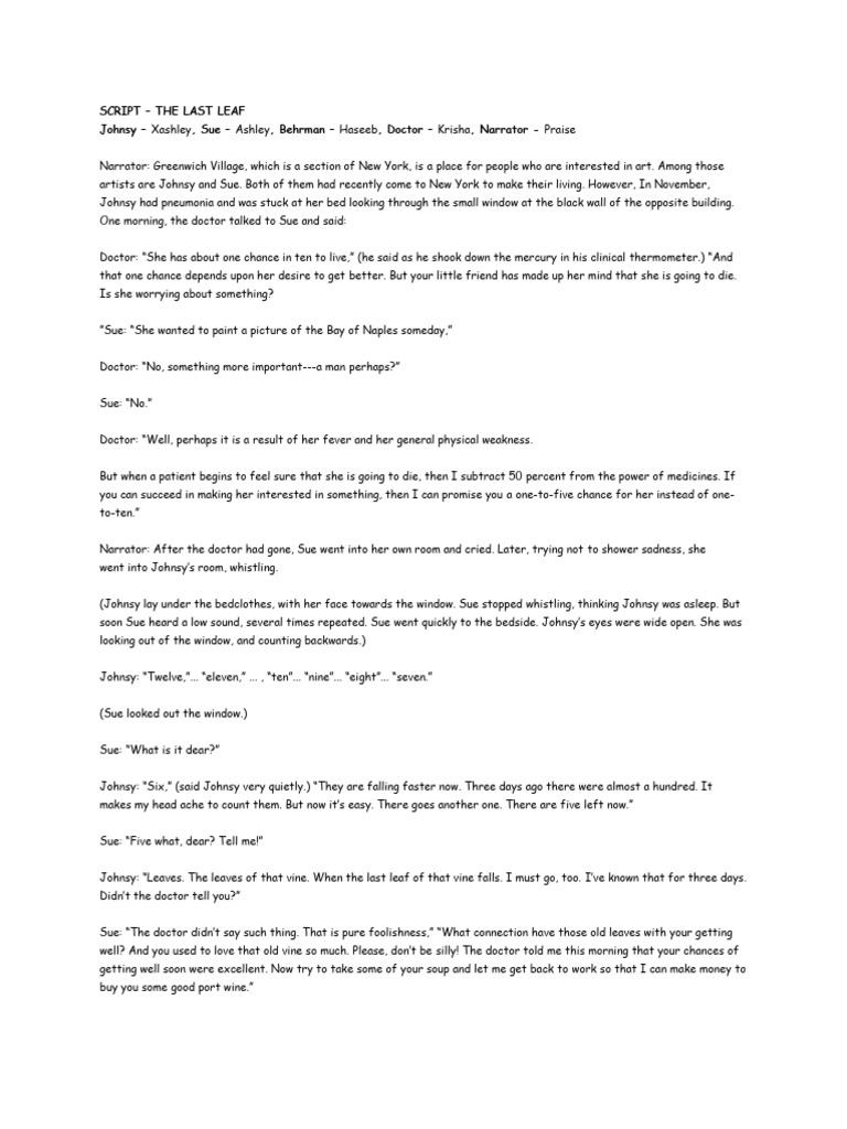 SCRIPT LAST LEAF | PDF