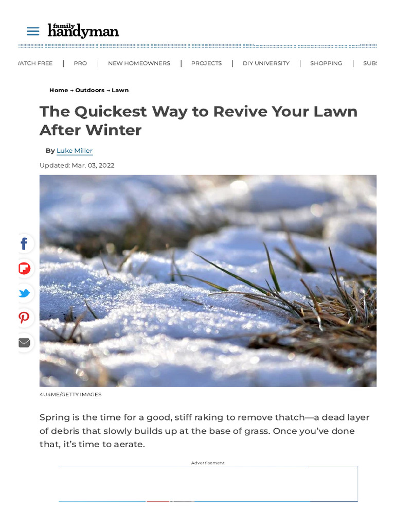 The Quickest Way To Revive Your Lawn After Winter - Family Handyman | PDF