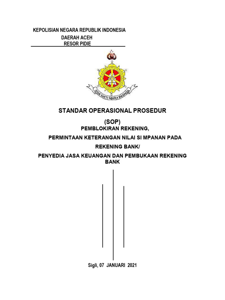 SOP Pemblokiran Rekening Bank Polisi | PDF | Pengelolaan Keuangan ...