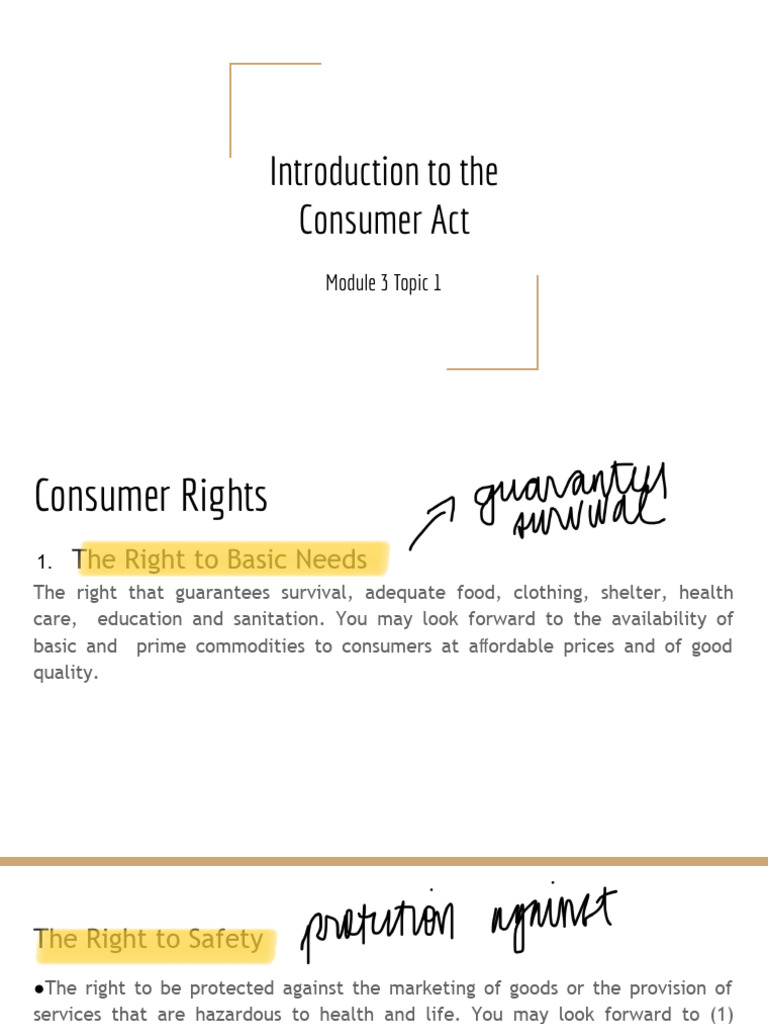 Module+III +topic+1 +Introduction+to+the+Consumer+Act | PDF | Safety ...