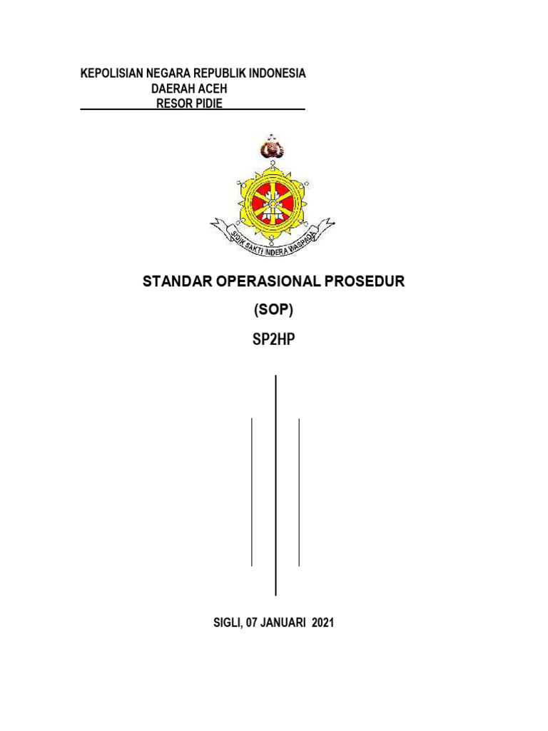 SOP SP2HP Polres Pidie Aceh | PDF