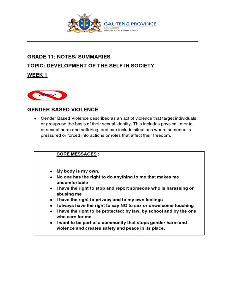 Grade 11, Notes on Gbv | PDF | LGBTQIA+ Studies | Lgbt