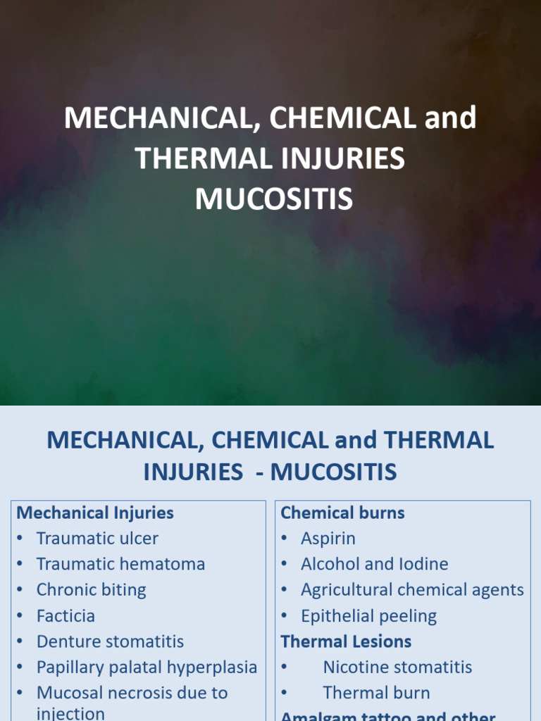 1 Mechanical, Chemical and Thermal Injuries - Mucositis PDF | Download Free PDF | Dentures ...