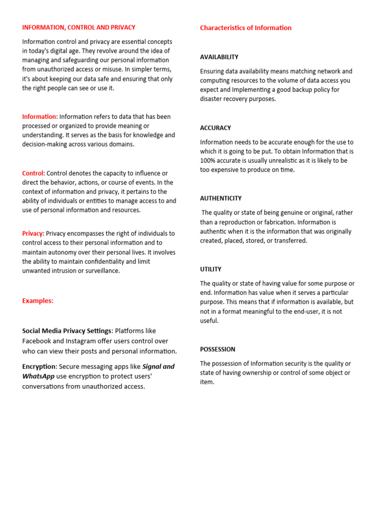 Information Control & Privacy Guide | PDF | Privacy | Security