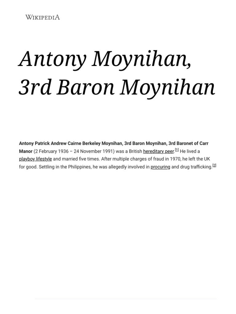 Antony Moynihan, 3rd Baron Moynihan - Wikipedia | PDF | Nobility Of The ...