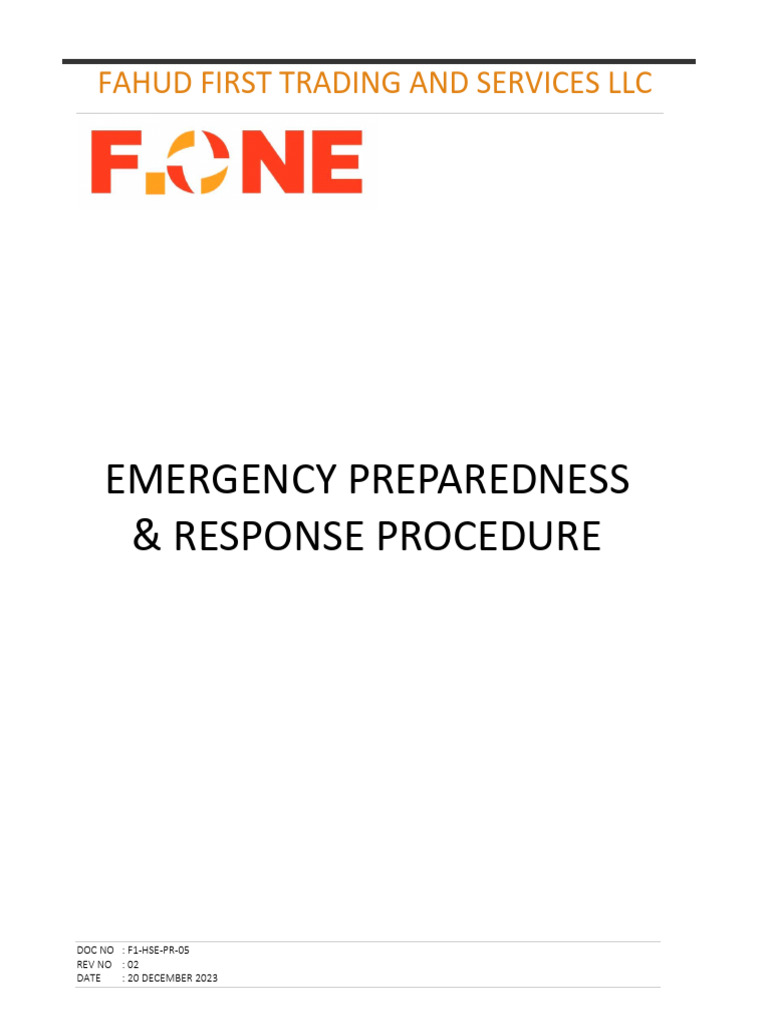 F1-HSE-PR-17 Emergency Prepardness and Response Procedure | PDF ...