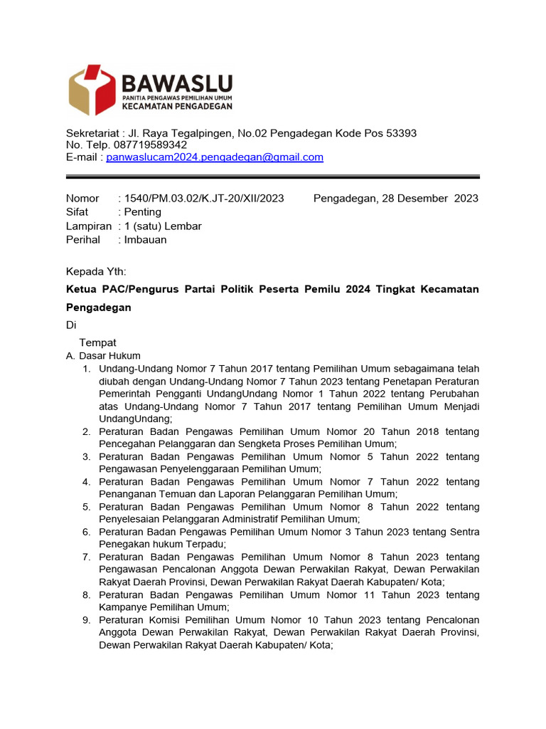 Imbauan Penertiban APK Pemilu | PDF