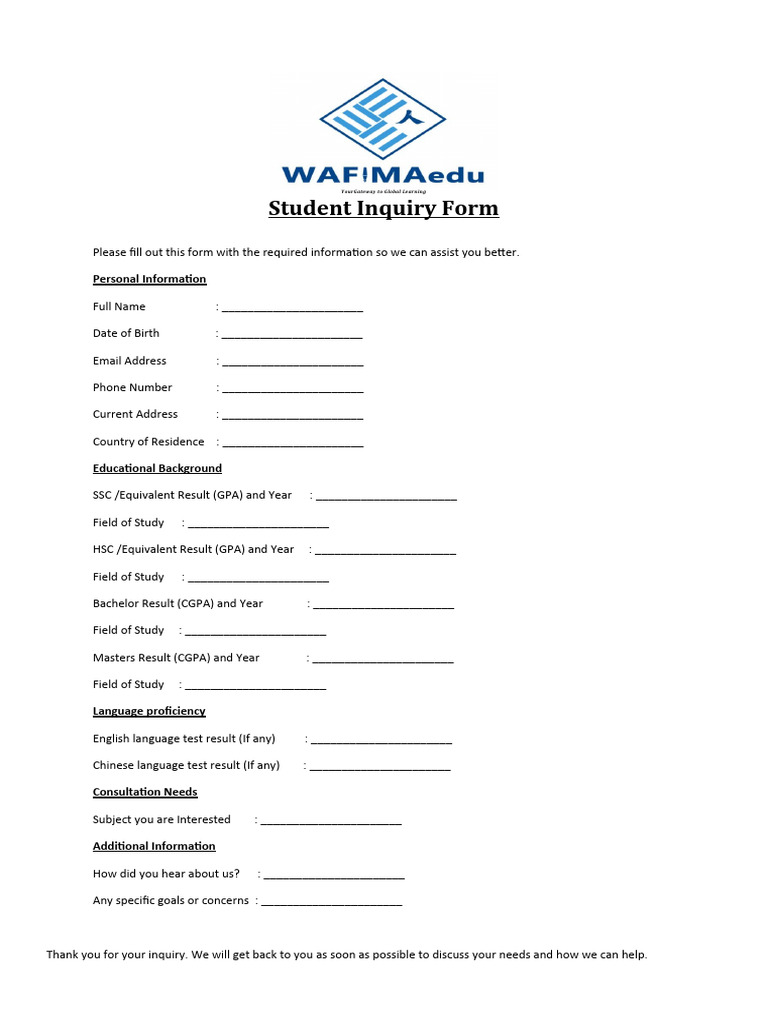 Student Quiery Form | PDF