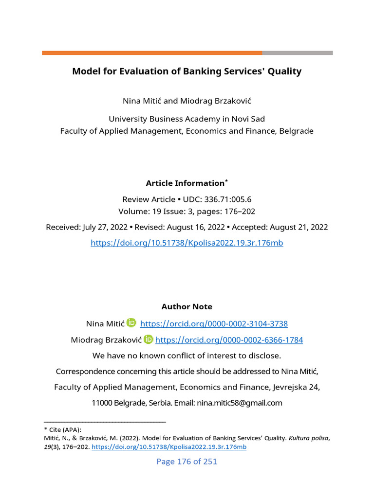 Banking Services Quality Model | PDF | Factor Analysis | Methodology