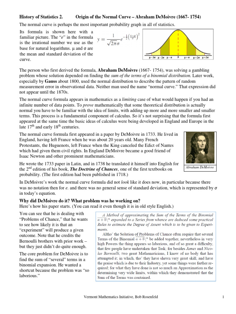 HS_2__Origin_of_the_Normal_Curve | PDF | Normal Distribution | Summation