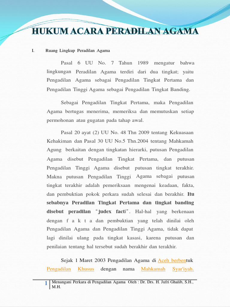 Kompetensi dan Ruang Lingkup Peradilan Agama | PDF | Hukum