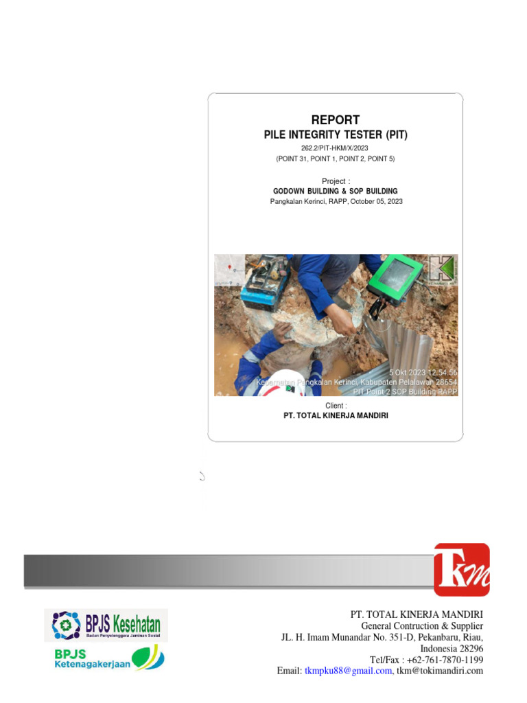 262 2 Laporan Pit Test Godown Building Sop Building Rapp 4ttk Pt Tkm