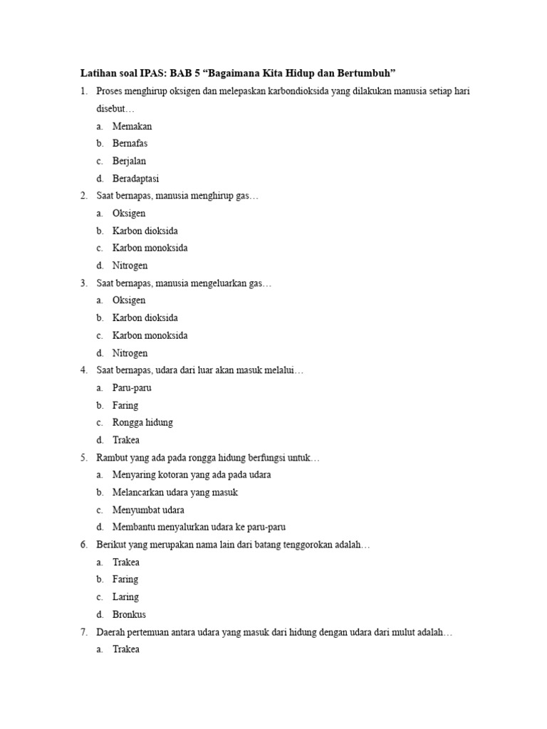 Latihan Soal IPAS Bab 5 | PDF