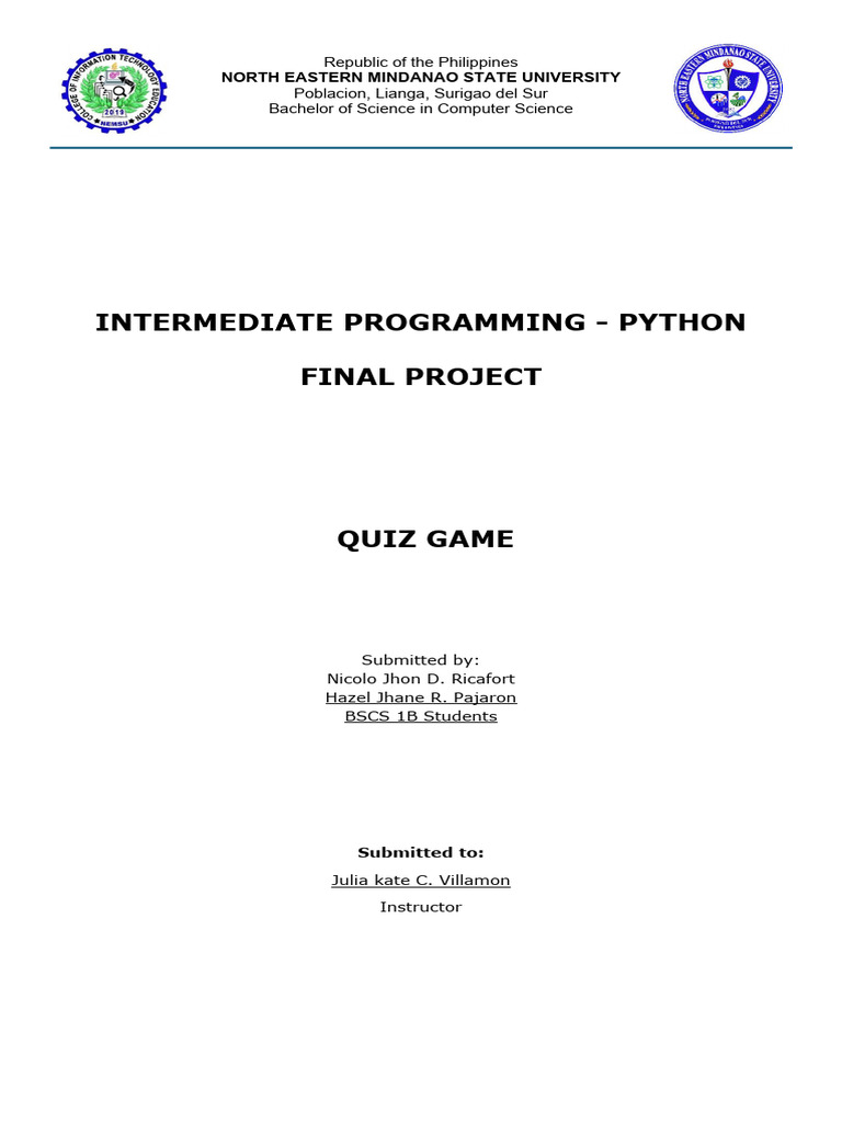 Python Final Project | PDF | Control Flow | Multiple Choice