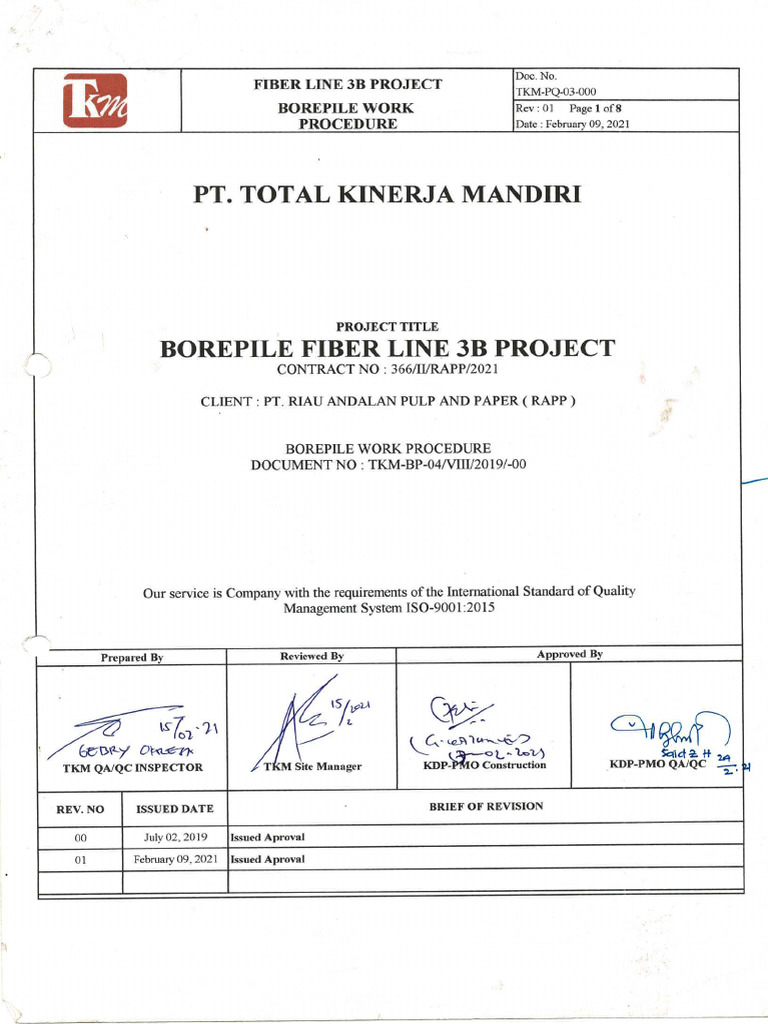 Work Procedure Borepile | PDF