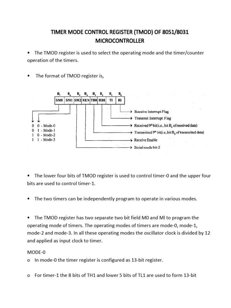 Timer Mode Control Register TMOD of 8051 8031 Microcontroller | PDF | Integrated Circuit ...