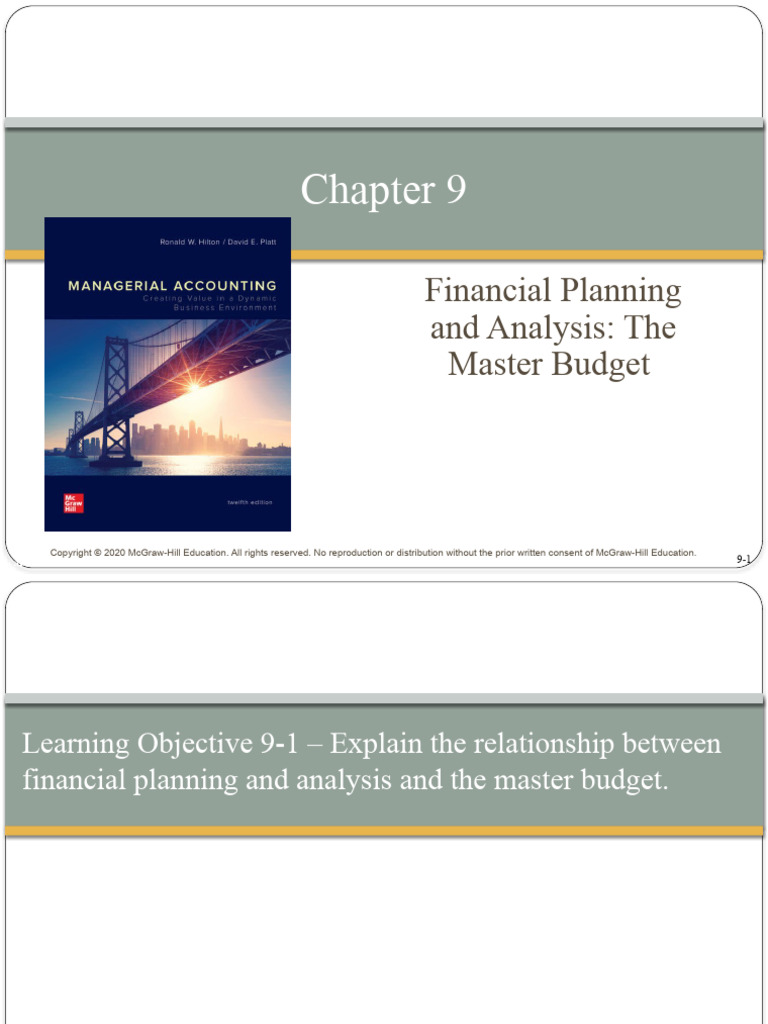 Financial Planning and Analysis: The Master Budget: Mcgraw-Hill/Irwin ...