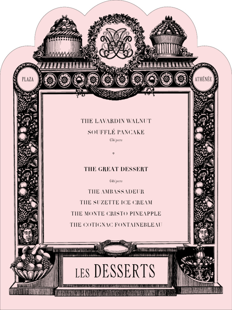 Hôtel Plaza Athénée Jean Imbert Au Plaza Athenee Desserts Menu | PDF