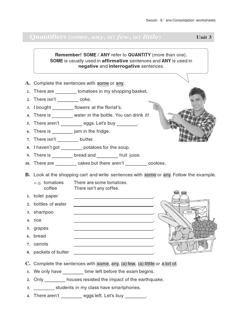 Quantifiers Worksheet: Some vs. Any | PDF