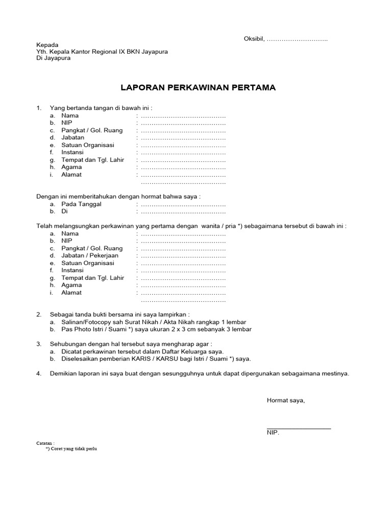 Blanko Pengajuan KARIS - KARSU | PDF