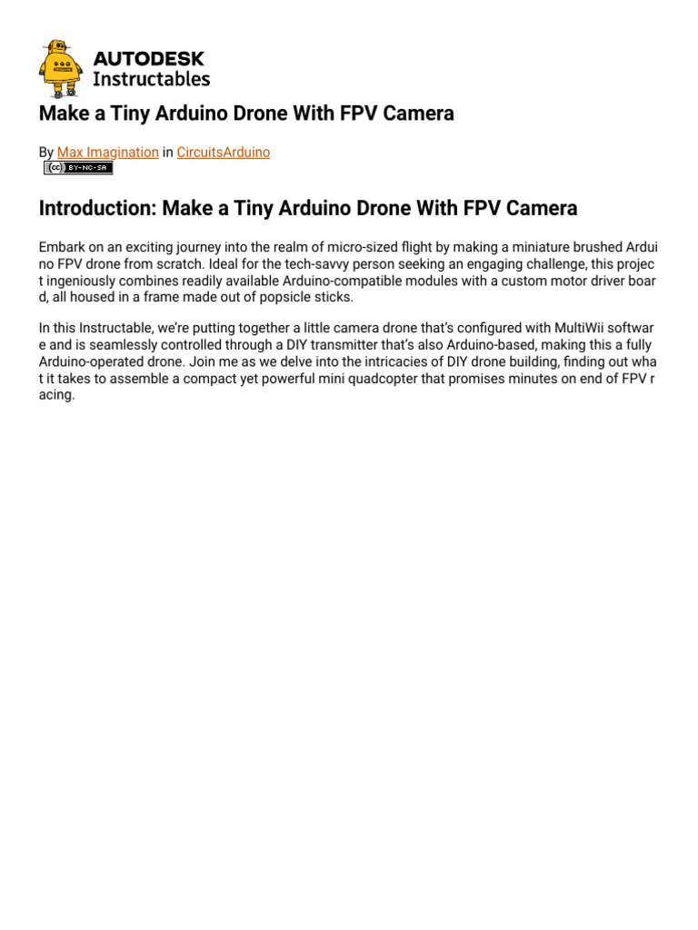 Make A Tiny Arduino Drone With Fpv Camera 19 Steps With Pictures Instructables Pdf