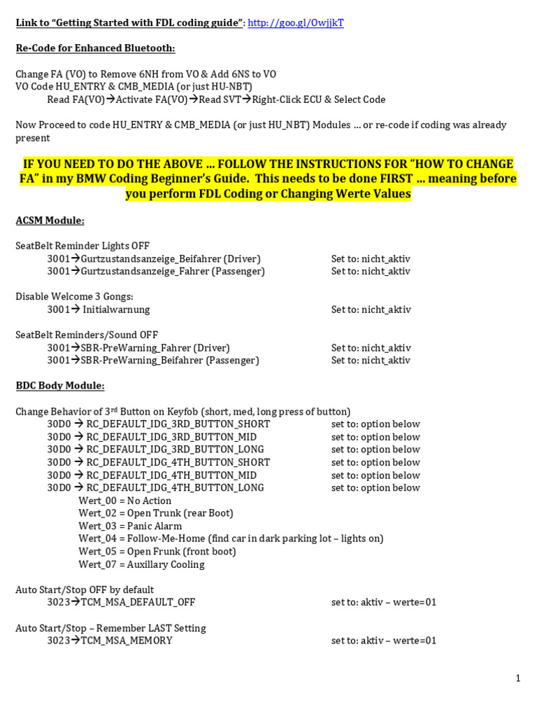 BMW Coding Parameters - I01 - For I3 Series | PDF | Car Body Styles | Car