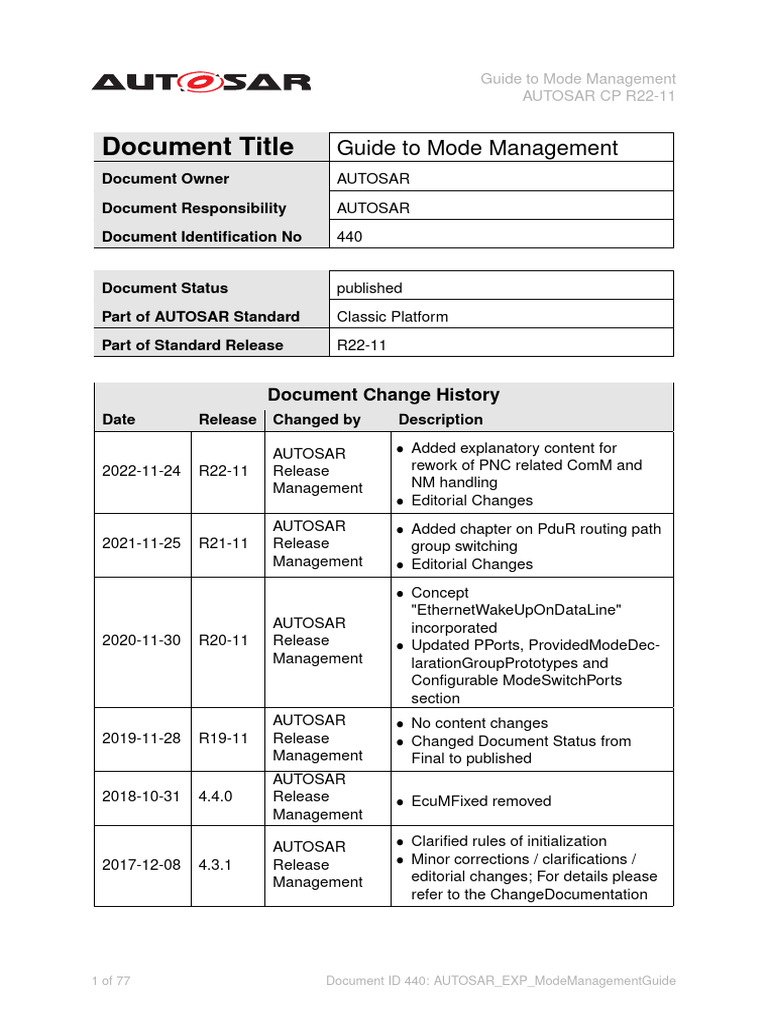 AUTOSAR EXP ModeManagementGuide | Download Free PDF | Component Object Model | Software