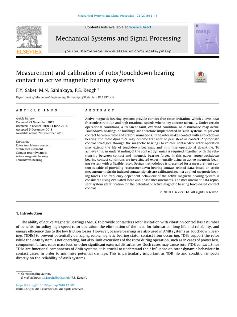 Rotor Contact in Magnetic Bearings | PDF | Beam (Structure) | Force