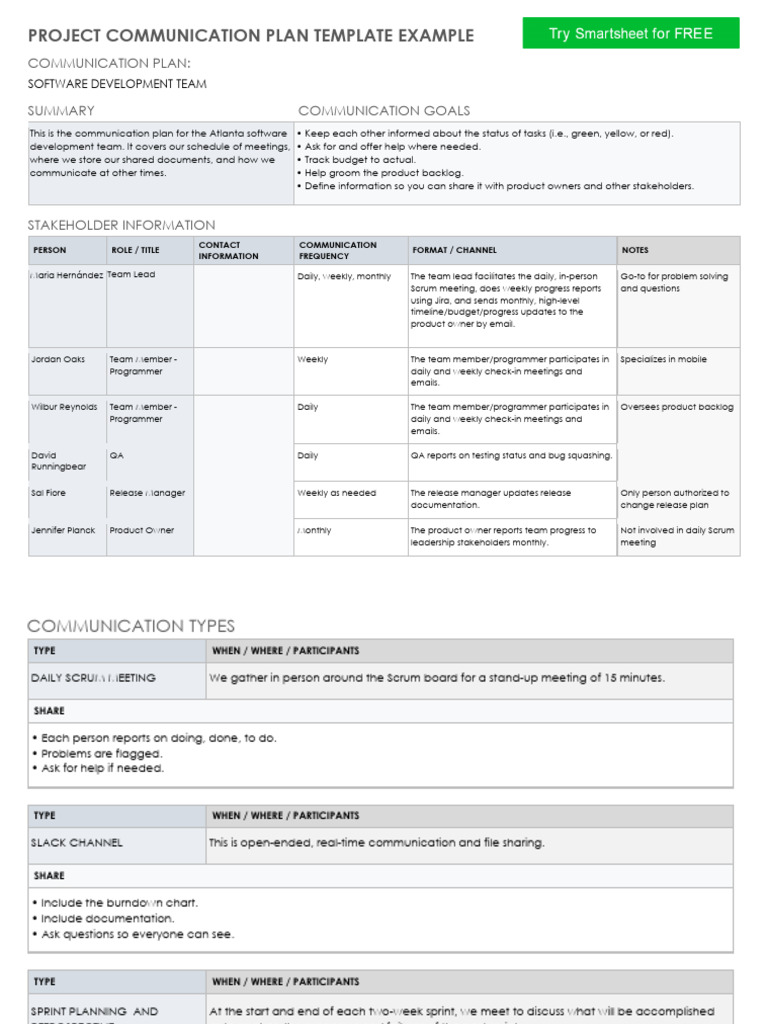IC Project Communication Plan Example 11813 - PDF | PDF | Scrum (Software Development) | Computing