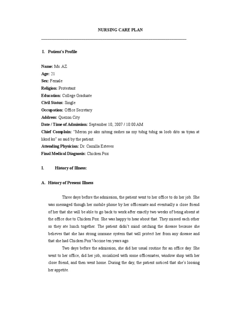 NCP Chicken Pox | PDF | Pulse | Allergy