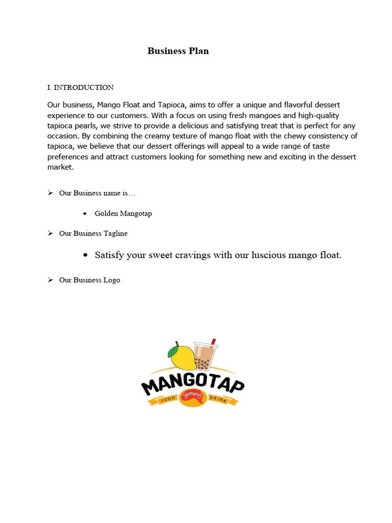 Entrep Business Plan 1 2 | PDF | Marketing | Desserts