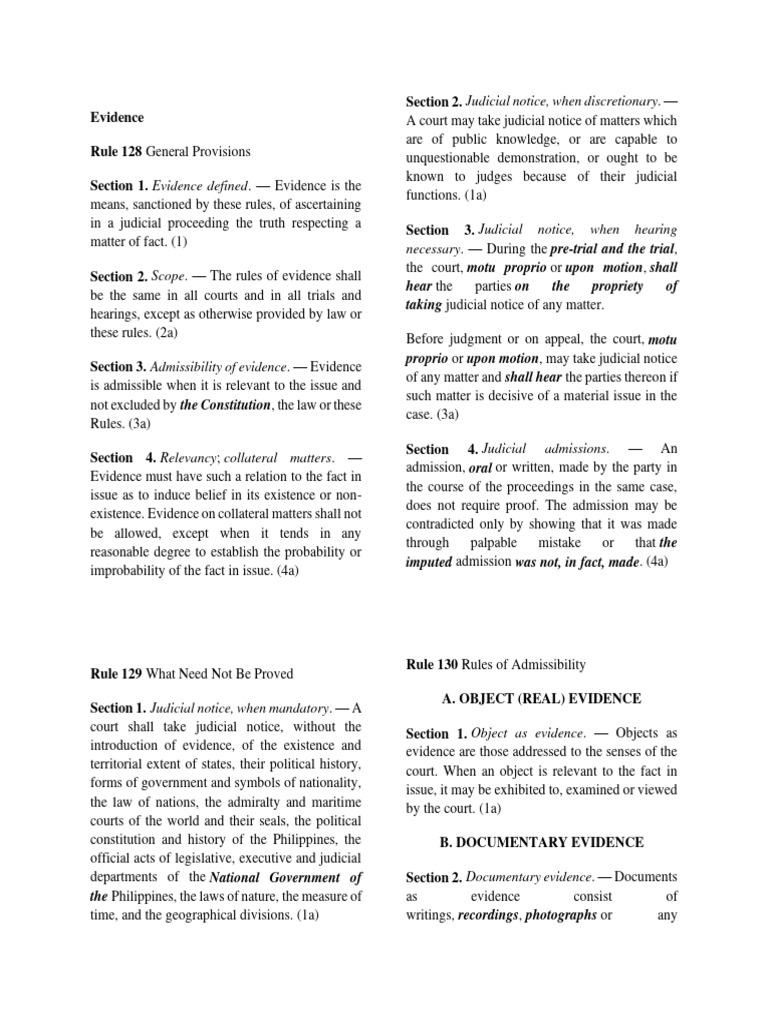 Revised Rules on Evidence Overview | PDF | Burden Of Proof (Law ...