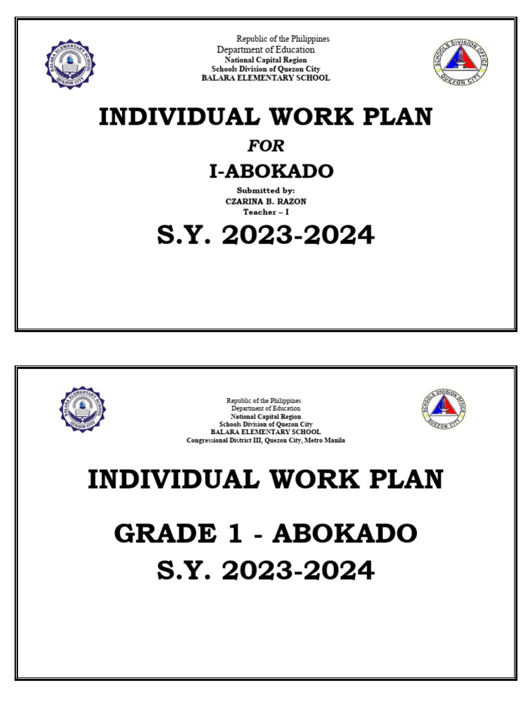 Individual Work Plan Abokado | PDF | Teachers | Learning