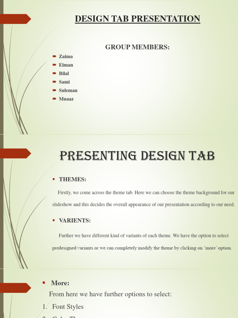 Design Tab Presentation | PDF