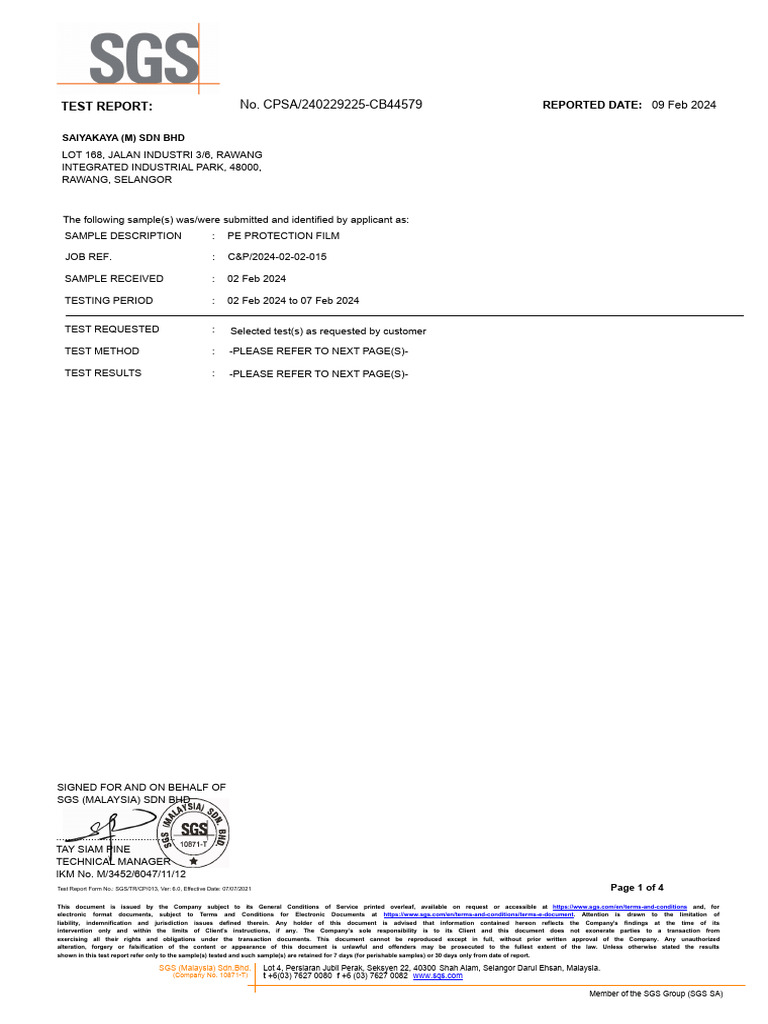 SAIYAKAYA - M TestReport2024 02 02 015 129225 | PDF | Forgery