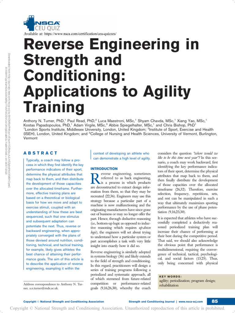 Agility Training via Reverse Engineering | PDF | Strength Training