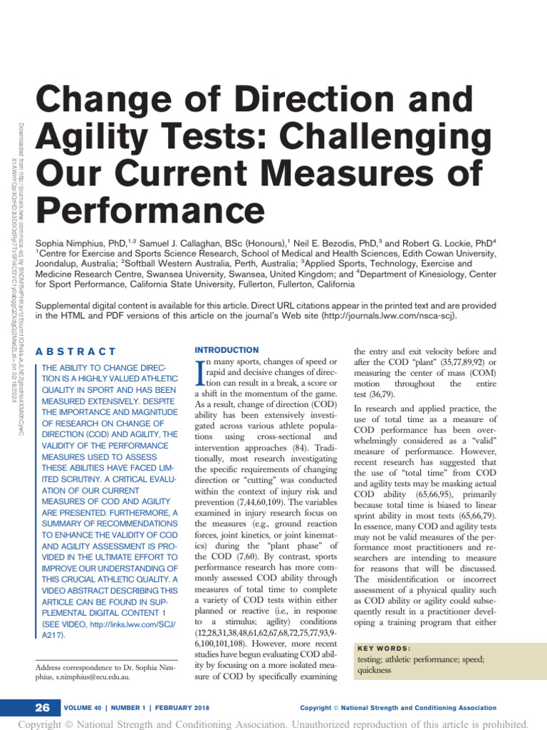 Change of Direction and Agility Tests Challenging.4 | PDF | Validity ...