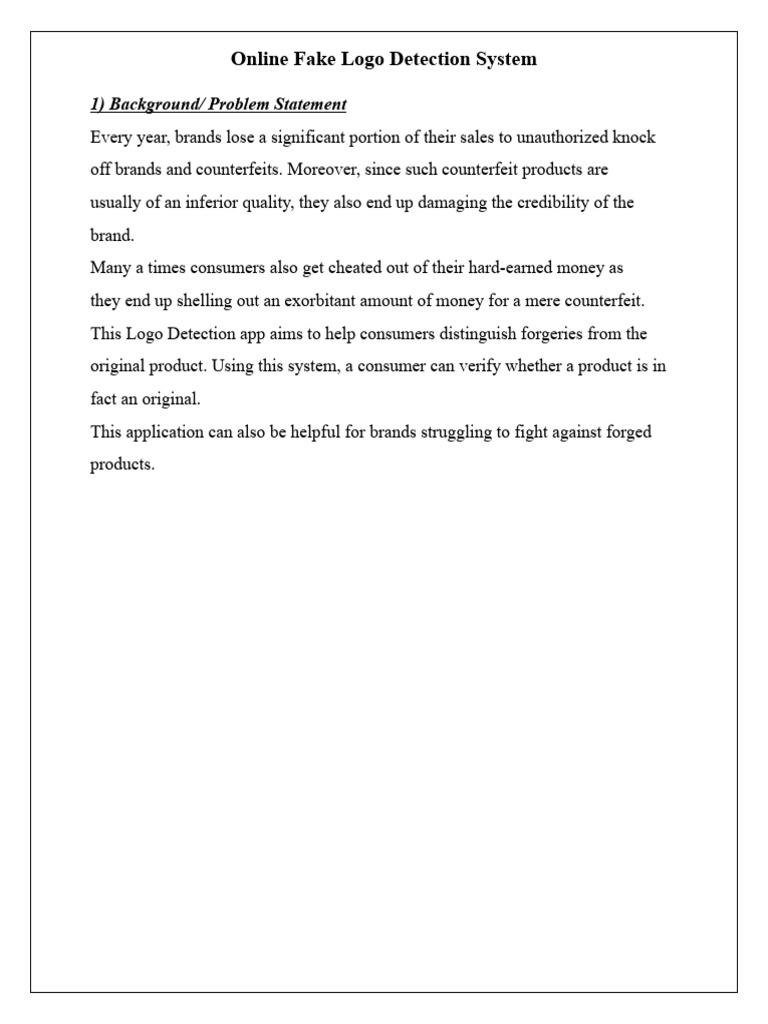 Online Fake Logo Detection System | Download Free PDF | Counterfeit | Brand