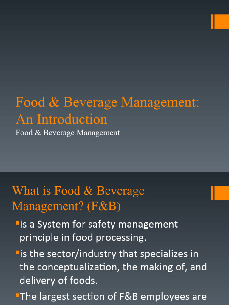 F&B Management in Restaurants | PDF | Restaurants | Dietitian