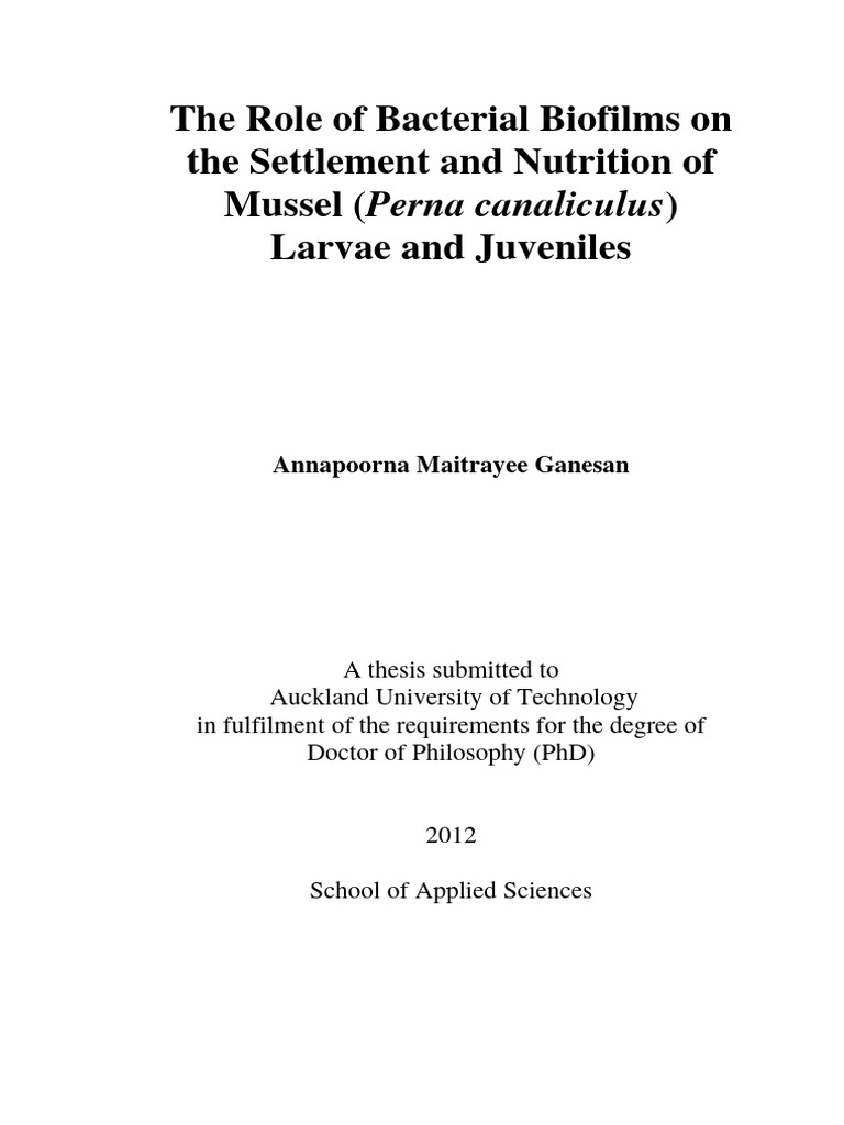 Ganesan - The Role of Bacterial Biofilm On The Settlement and Nutrition ...