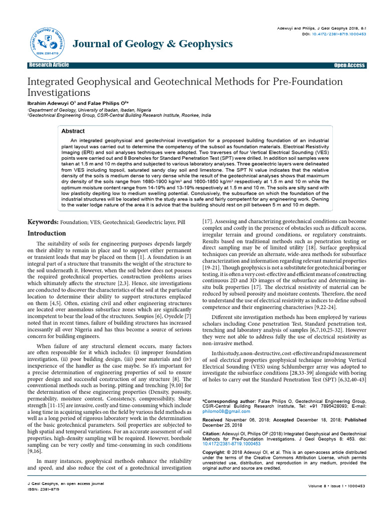 Integrated Geophysical and Geotechnical | PDF | Geotechnical ...