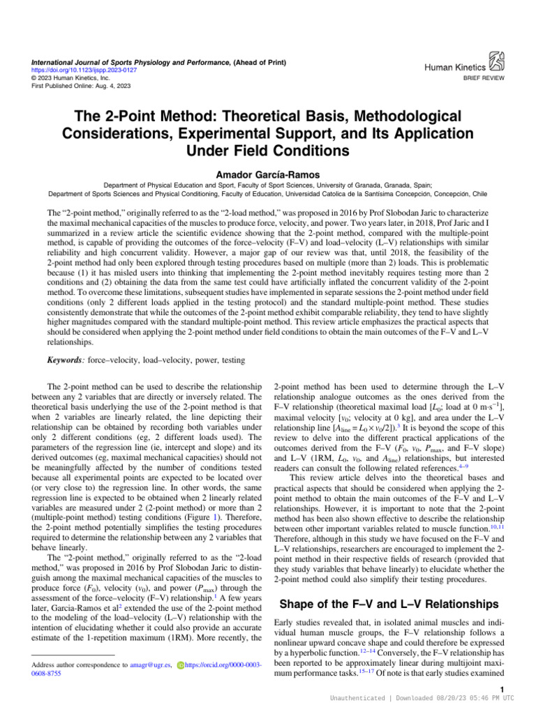 The 2-Point Method in Sports Science | PDF | Linear Regression | Regression Analysis