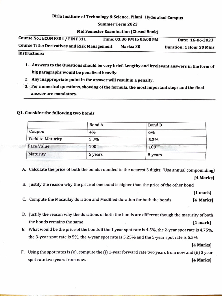 Midsem_2023 | PDF | Bond Duration | Margin (Finance)